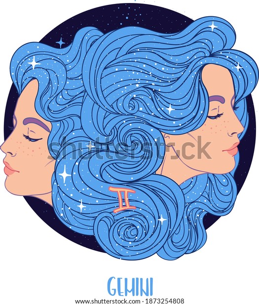 Illustration Gemini Astrological Sign Two Beautiful Stock Vector ...