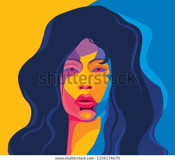 Illustration Girl Face Stock Vector (Royalty Free) 1336174670 ...