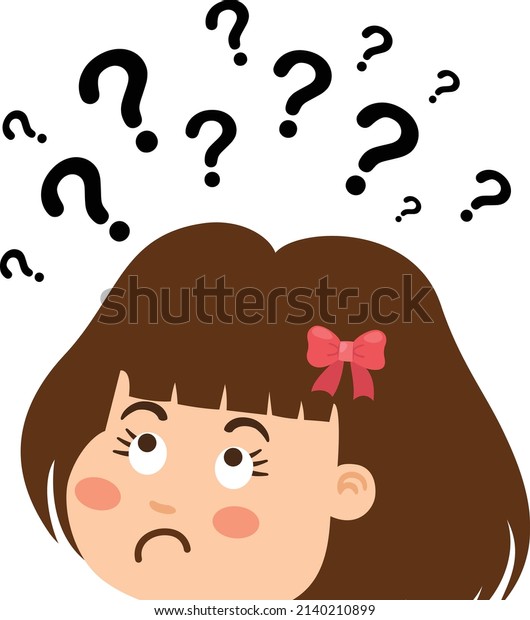 Illustration Girl Thinking Question Marks Vector: เวกเตอร์สต็อก (ปลอด ...
