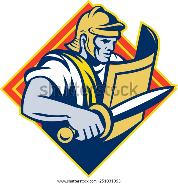 Illustration Gladiator Roman Centurion Sword Shield Stock Vector ...