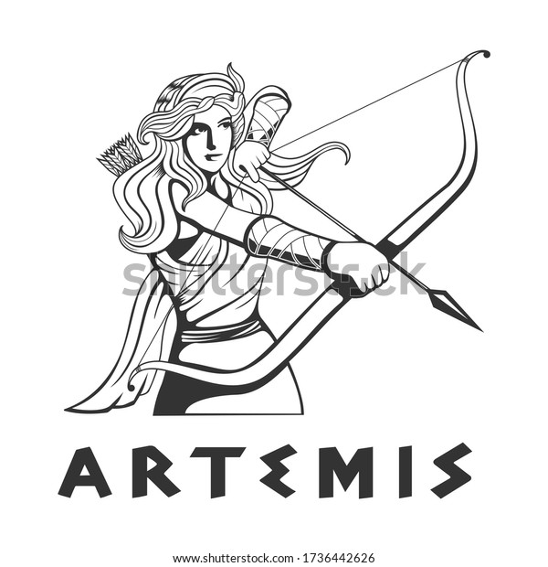 Illustration Goddess Artemis Stock Vector (Royalty Free) 1736442626 ...