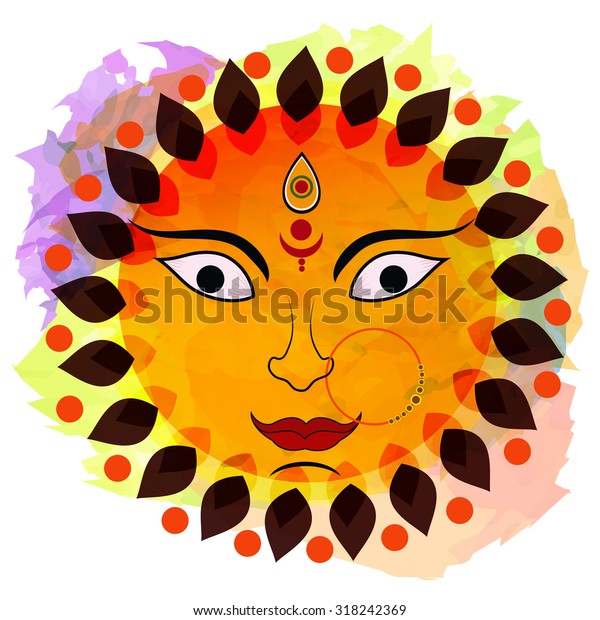 Illustration Goddess Durga Abstract Decorated Face Stock Vector ...