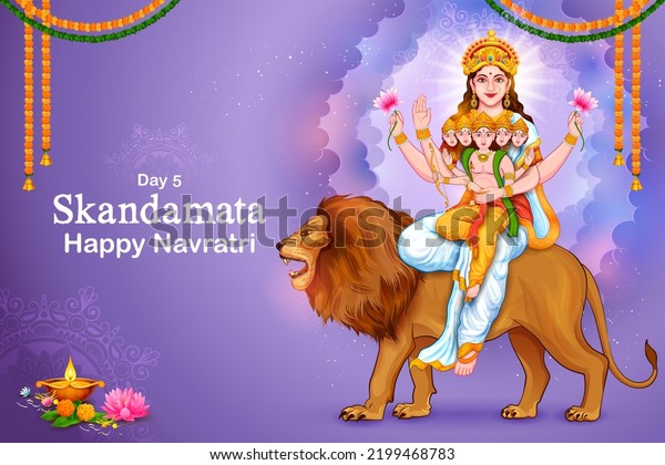 Illustration Goddess Skandamata Devi Fifth Navadurga Stock Vector ...