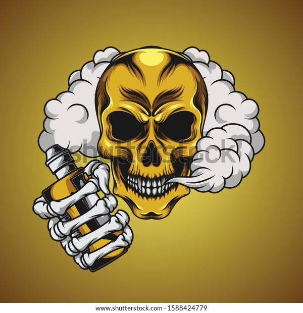 Illustration Gold Skull Vaping Stock Vector (Royalty Free) 1588424779 ...