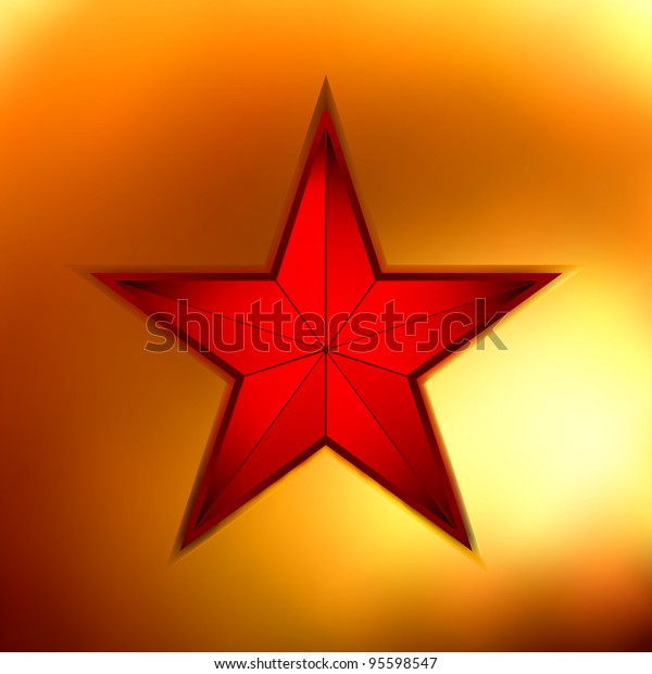 Illustration Gold Star On Red Background Stock Vector (Royalty Free ...
