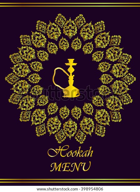 Illustration golden hookah menu covers. Vector background for menu ...