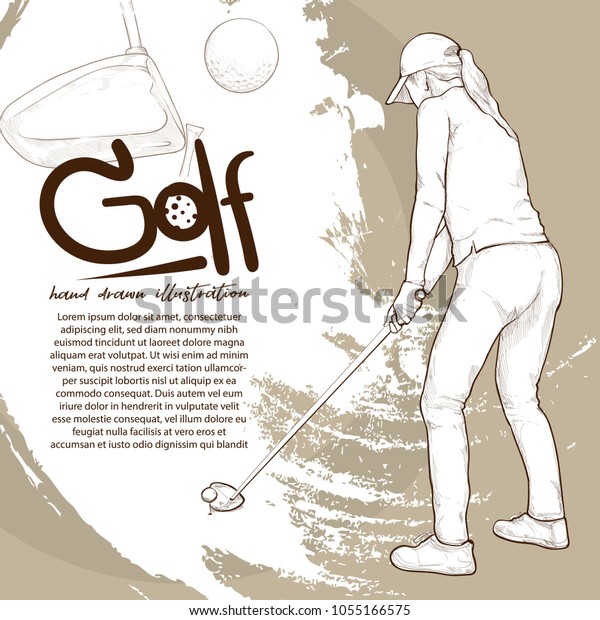 Illustration Golf Drawing Vector Style Sport Stock Vector (Royalty Free ...