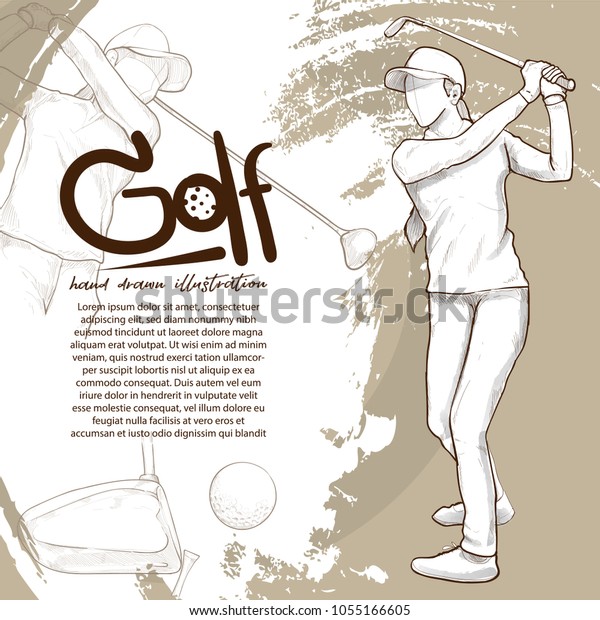 Illustration Golf Drawing Vector Style Sport Stock Vector (Royalty Free ...