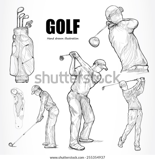 Illustration Golf Hand Drawn Stock Vector (Royalty Free) 255354937