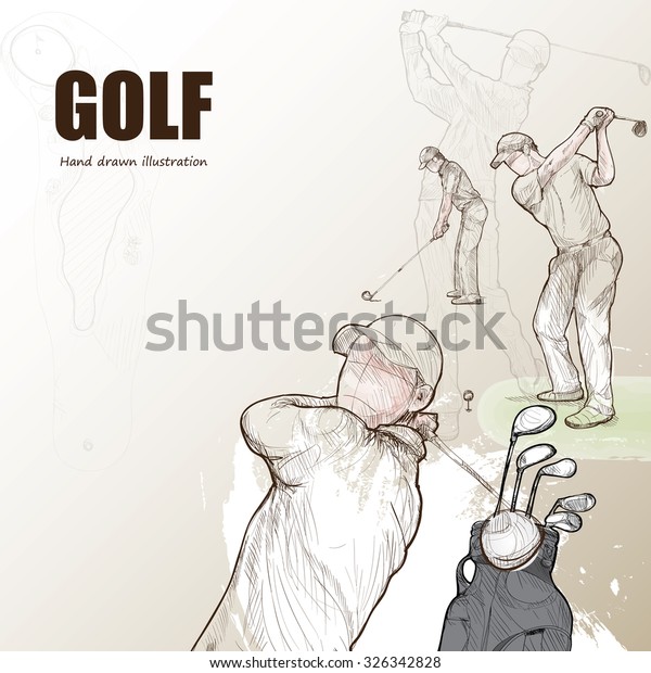 Illustration Golf Hand Drawn Golf Poster Stock Vector (Royalty Free ...