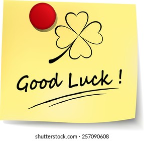 Illustration Good Luck Yellow Note On Stock Vector (Royalty Free ...