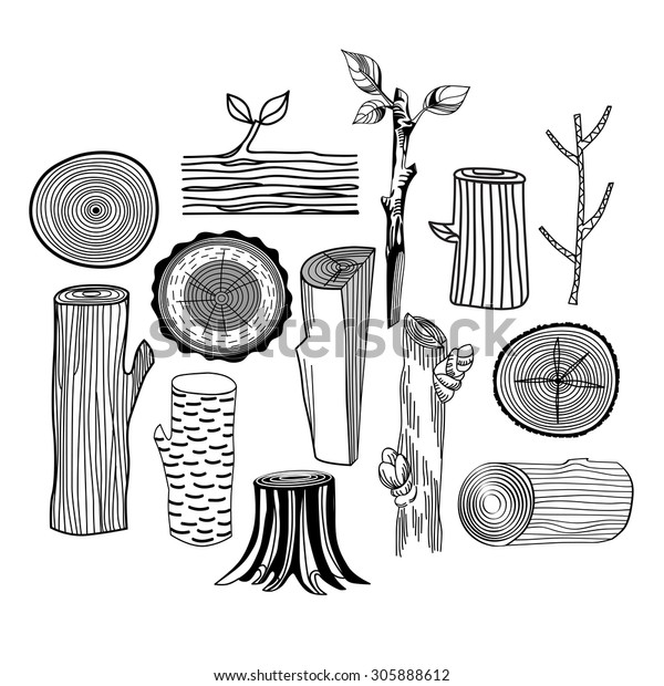 Illustration Graphical Trees Timber Wood Stock Vector (Royalty Free ...