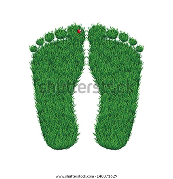 Illustration Grass Footsteps Ladybug Ecology Concept Stock Vector ...