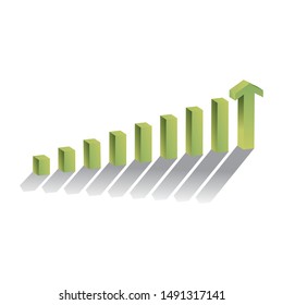 Illustration Green Bar Chart Denoting Increasegrowthprogress Stock ...