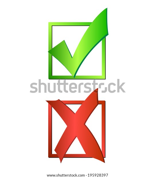 Illustration Green Checkmark Red X Isolated: เวกเตอร์สต็อก (ปลอดค่า ...