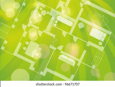 Illustration Green Flat Plan Background Stock Vector (Royalty Free ...