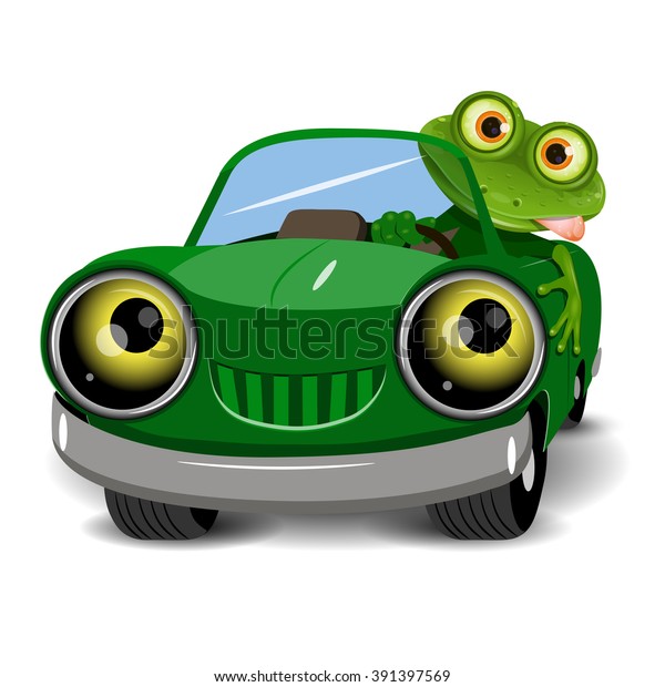 Illustration Green Frog Car Stock Vector (Royalty Free) 391397569 ...
