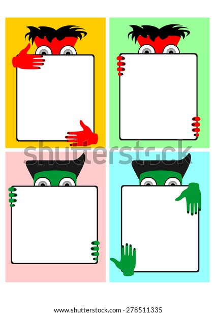 Illustration Green Red Cartoon Characters Showing: เวกเตอร์สต็อก (ปลอด ...