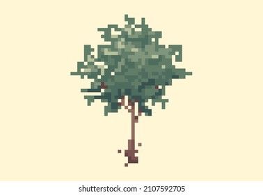 Illustration Green Tree Pixel Art Style Stock Vector (Royalty Free ...