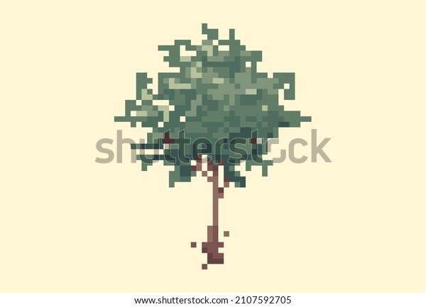 Illustration Green Tree Pixel Art Style: เวกเตอร์สต็อก (ปลอดค่า ...