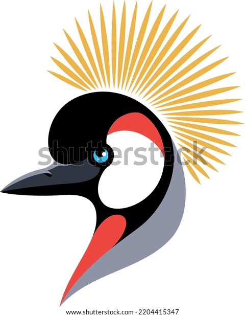 Illustration Grey Crowned Crane Head Stock Vector (Royalty Free ...