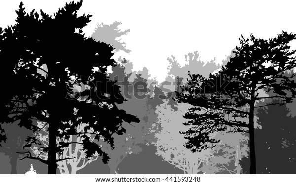 Illustration Grey Forest Isolated On White Stock Vector (Royalty Free ...