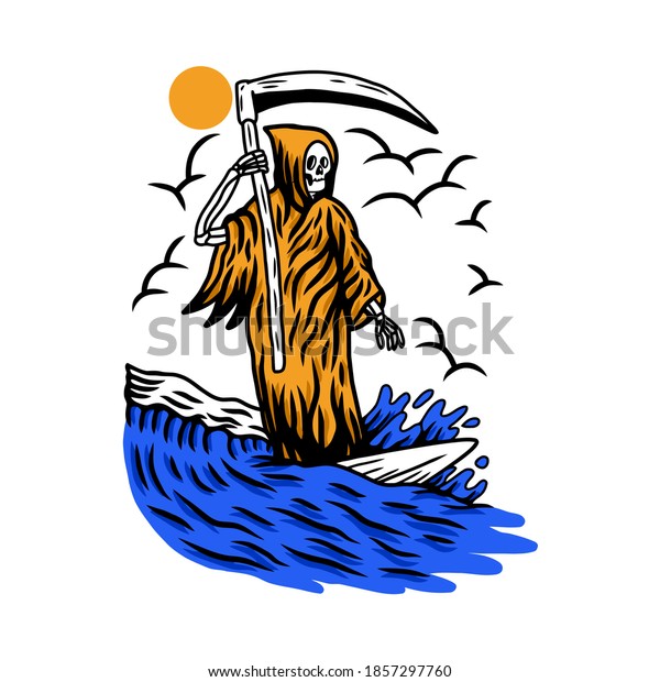 26 Grim reaper surfing Gambar, Foto Stok & Vektor | Shutterstock