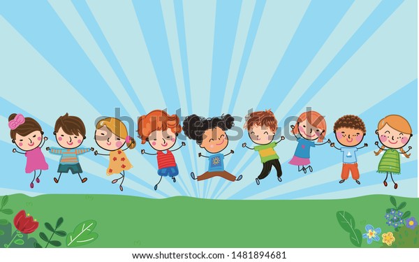 Illustration Group Children Stock Vector (Royalty Free) 1481894681 ...