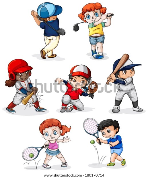 Illustration Group People Engaging Different Sports Stock Vector ...