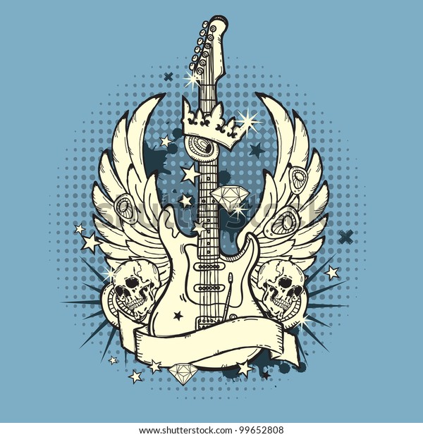Illustration Grunge Guitar Stock Vector (Royalty Free) 99652808 ...