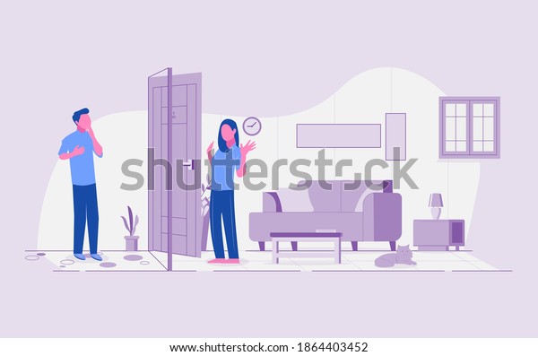 Illustration Guest Visiting House Interior Living Stock Vector (Royalty ...