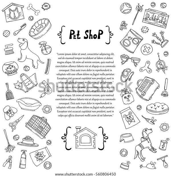 Illustration Hand Drawn Isolated Goods Pets Stock Vector (Royalty Free ...