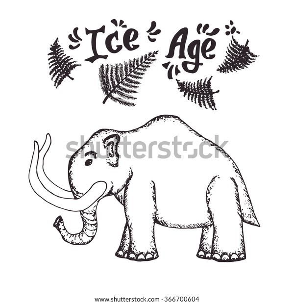 Illustration Hand Drawn Mammoth Ice Age Stock Vector (Royalty Free ...