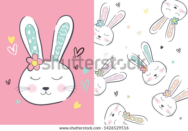 Illustration Hand Drawn Rabbit Head Editable Stock Vector (Royalty Free ...