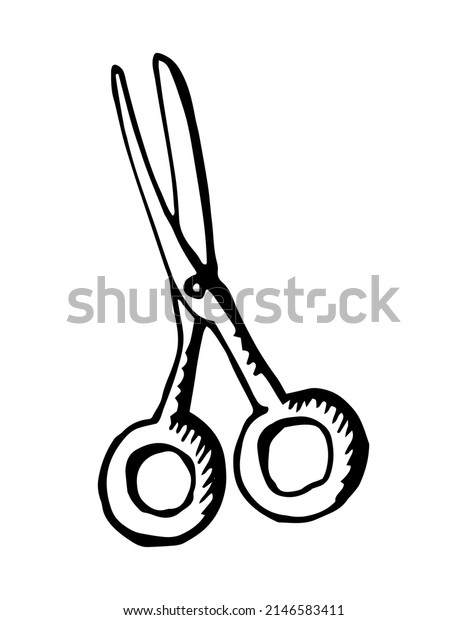 Illustration Hand Drawn Scissors Isolated On Stock Vector (Royalty Free ...