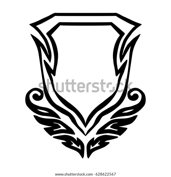 Illustration Hand Drawn Shieldtattoo Design Element Stock Vector ...