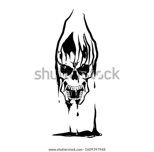 Illustration Hand Holding Bleeding Skull Tattoo Stock Vector (Royalty ...
