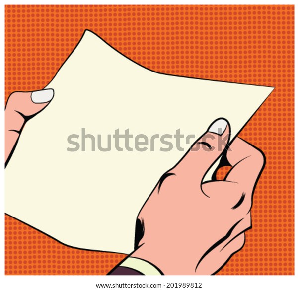 Illustration Hands Holding Paper Sheet Pop Stock Vector (Royalty Free ...
