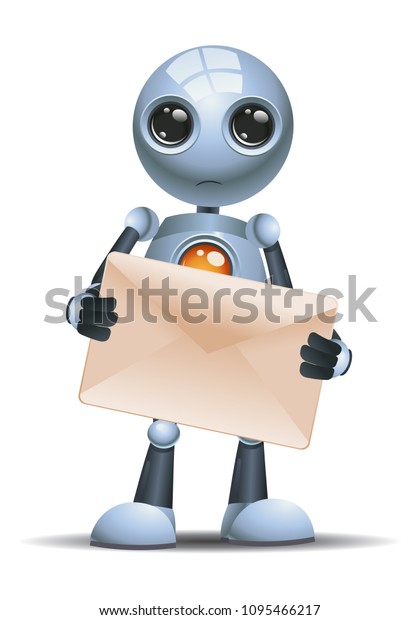 Illustration Happy Droid Little Robot Hold Stock Vector (Royalty Free ...