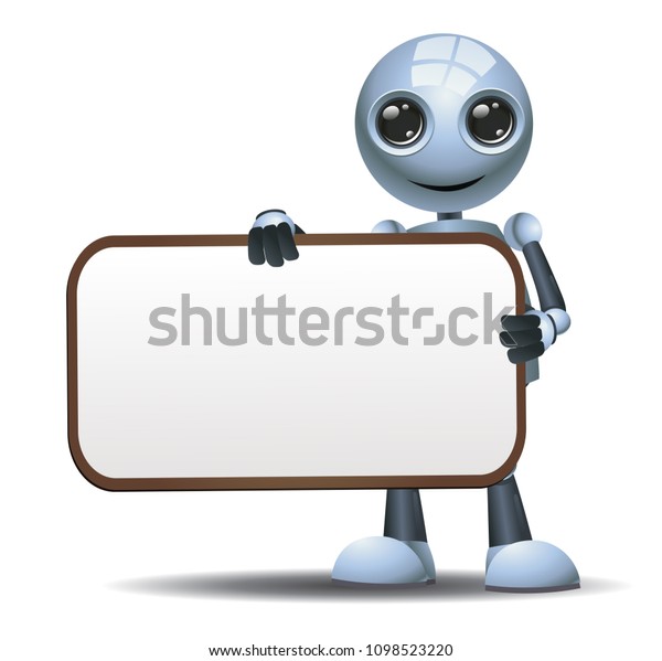 Illustration Happy Droid Little Robot Hold Stock Vector (Royalty Free ...