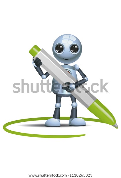 Illustration Happy Droid Little Robot Hold Stock Vector (Royalty Free ...
