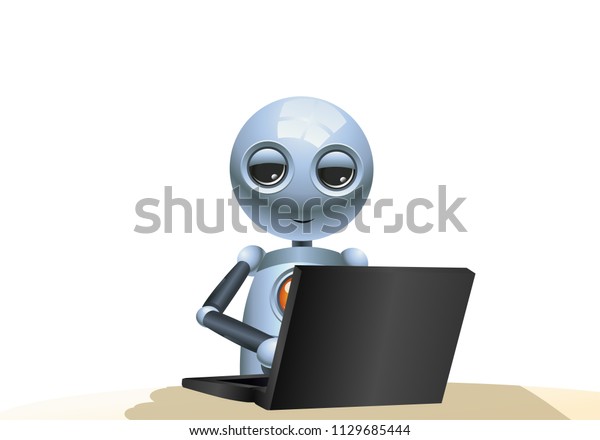 Illustration Happy Droid Little Robot Playing Stock Vector (Royalty ...