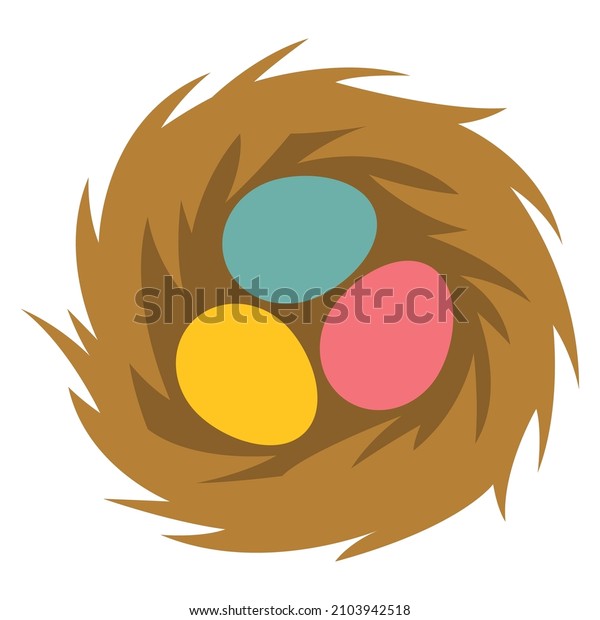 Illustration Happy Easter Eggs Nest Cartoon Stock Vector Royalty Free 2103942518 Shutterstock