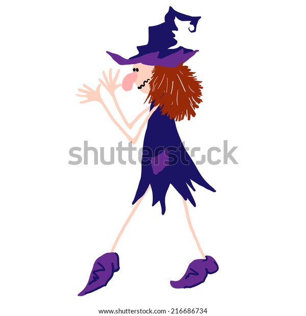 Illustration Happy Halloween Witch Dancing Vector Stock Vector (Royalty ...