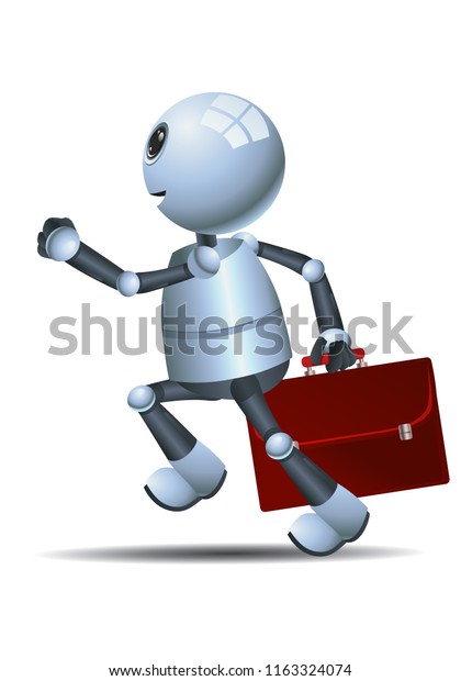 Illustration Happy Little Robot Going School Stock Vector (Royalty Free ...