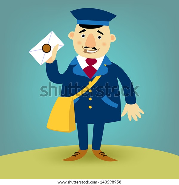 Illustration Happy Postman Stock Vector (Royalty Free) 143598958 ...