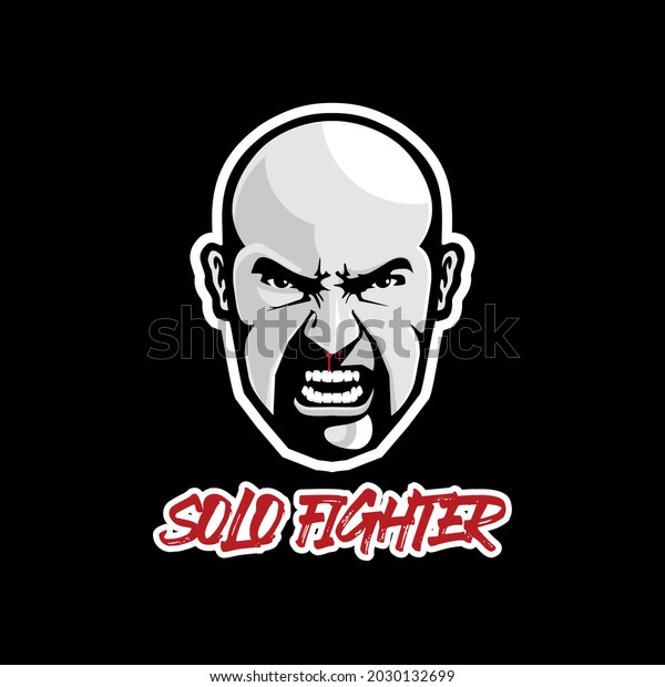 Illustration Head Angry Face Fighter Logo Stock Vector (Royalty Free ...