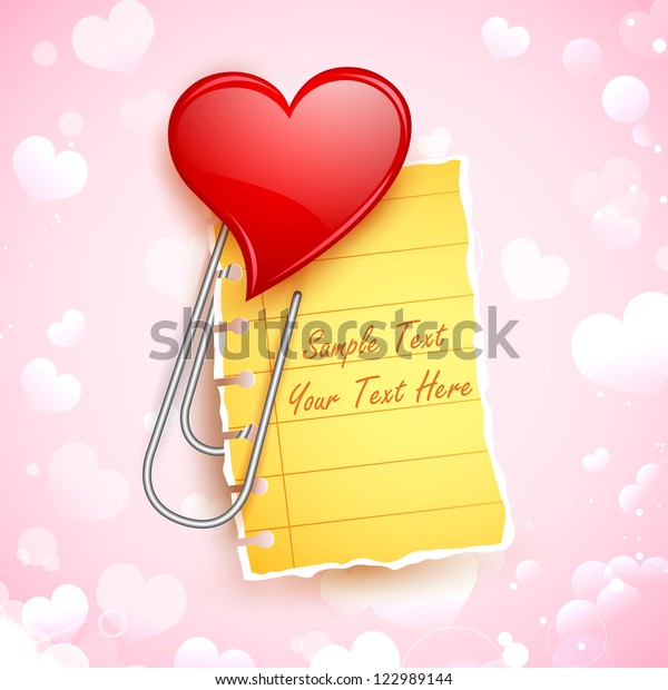 Illustration Heart Shape Paper Clip On Stock Vector (Royalty Free ...