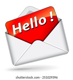 Illustration Hello Message On White Background: vector de stock (libre ...