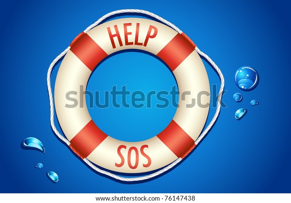 Illustration Help Sos Written On Lifebouy Stock Vector (Royalty Free ...